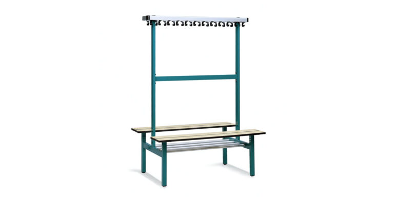 Wall bench with three bench slats and back rest - W&H Sports | EN